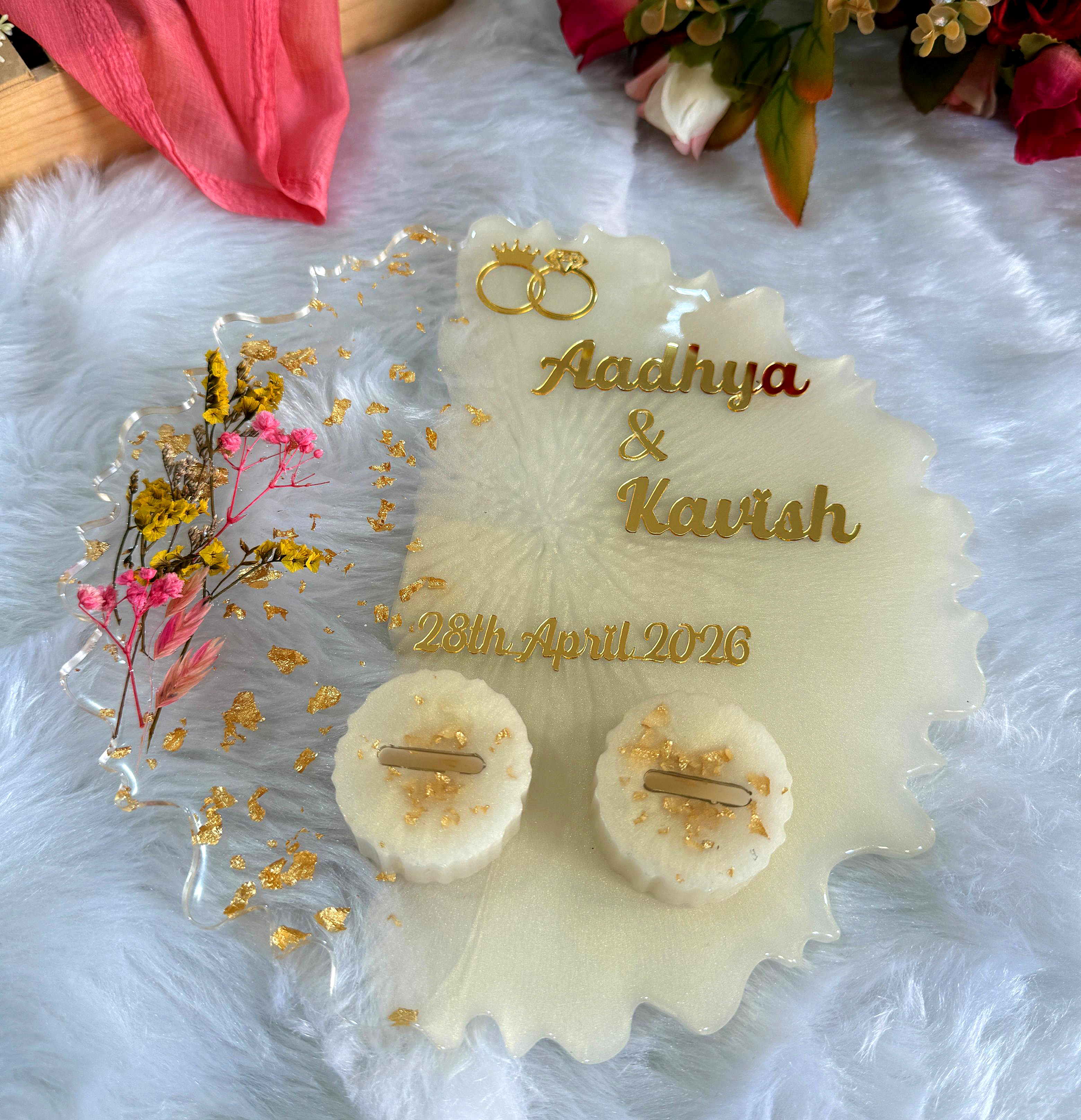 Custom Resin Engagement Ring Platter - Personalized & Handmade