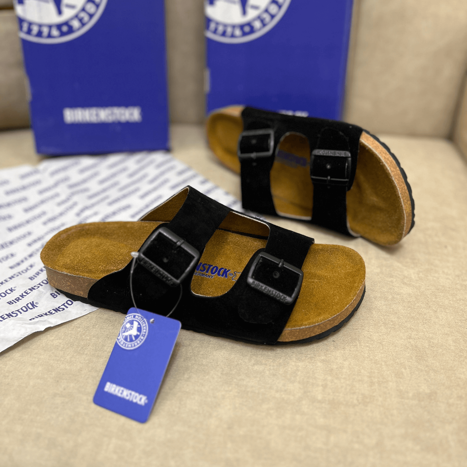 Shop Birkenstock Arizona Black Men's First Copy Sandals