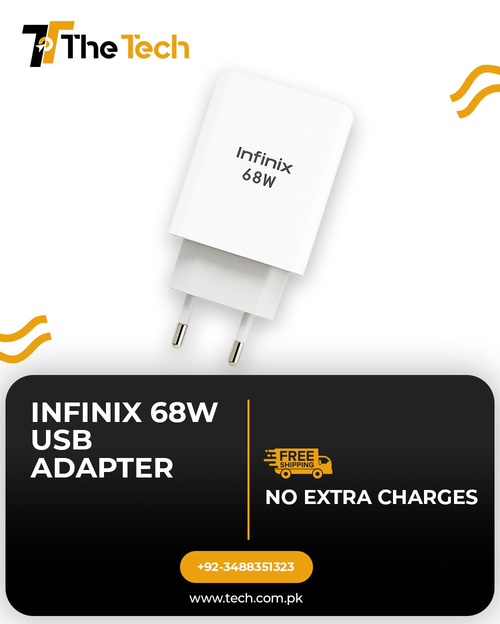 Infinix 68W USB Adapter Price in Pakistan - Buy Online at The Tech