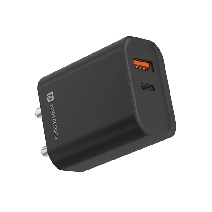 Portronics Adapto 45 20W Mach USB & Type-C Dual Output Super Fast ...