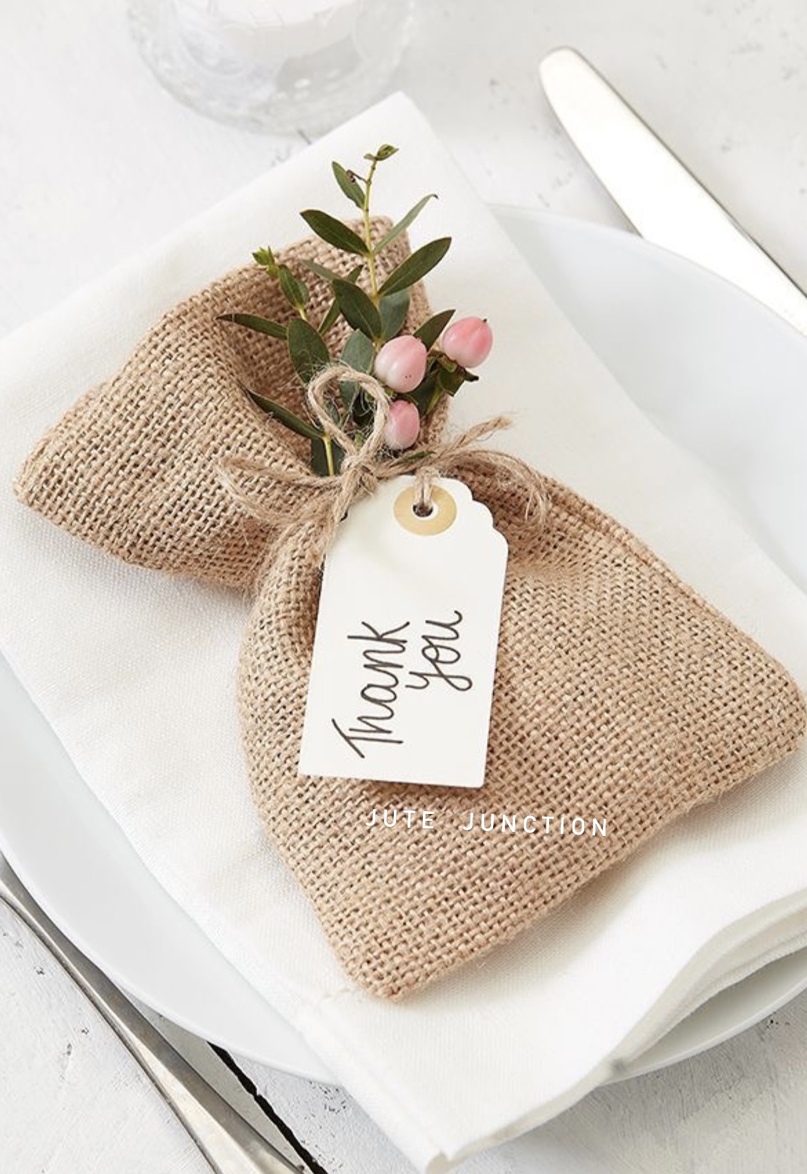 RUSTIC PLAIN JUTE POTLI (PACK OF 20) - Jute Junction