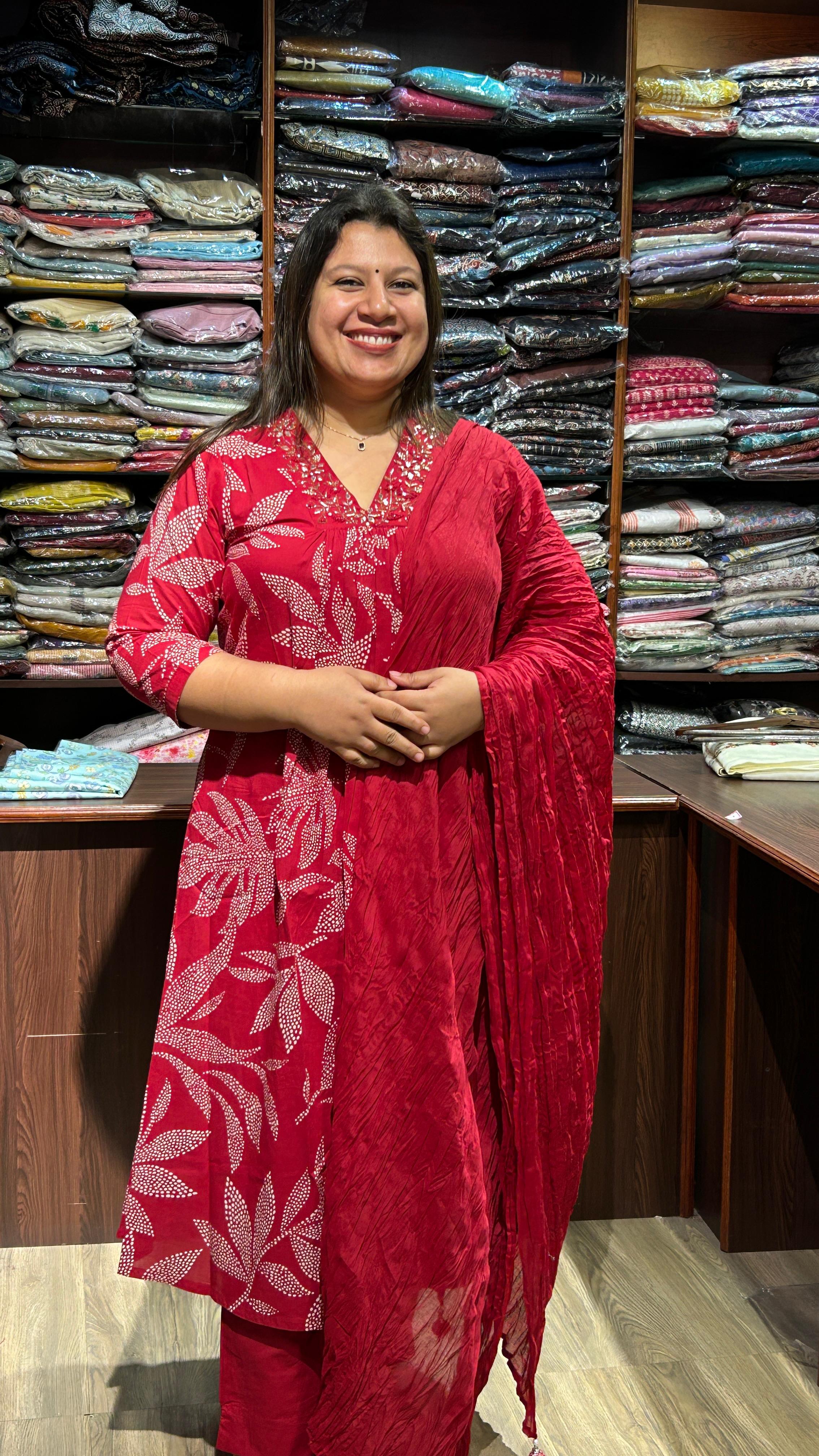 COTTON 3 PIECE KURTHI SET - KATHYS CLOTHING STORE