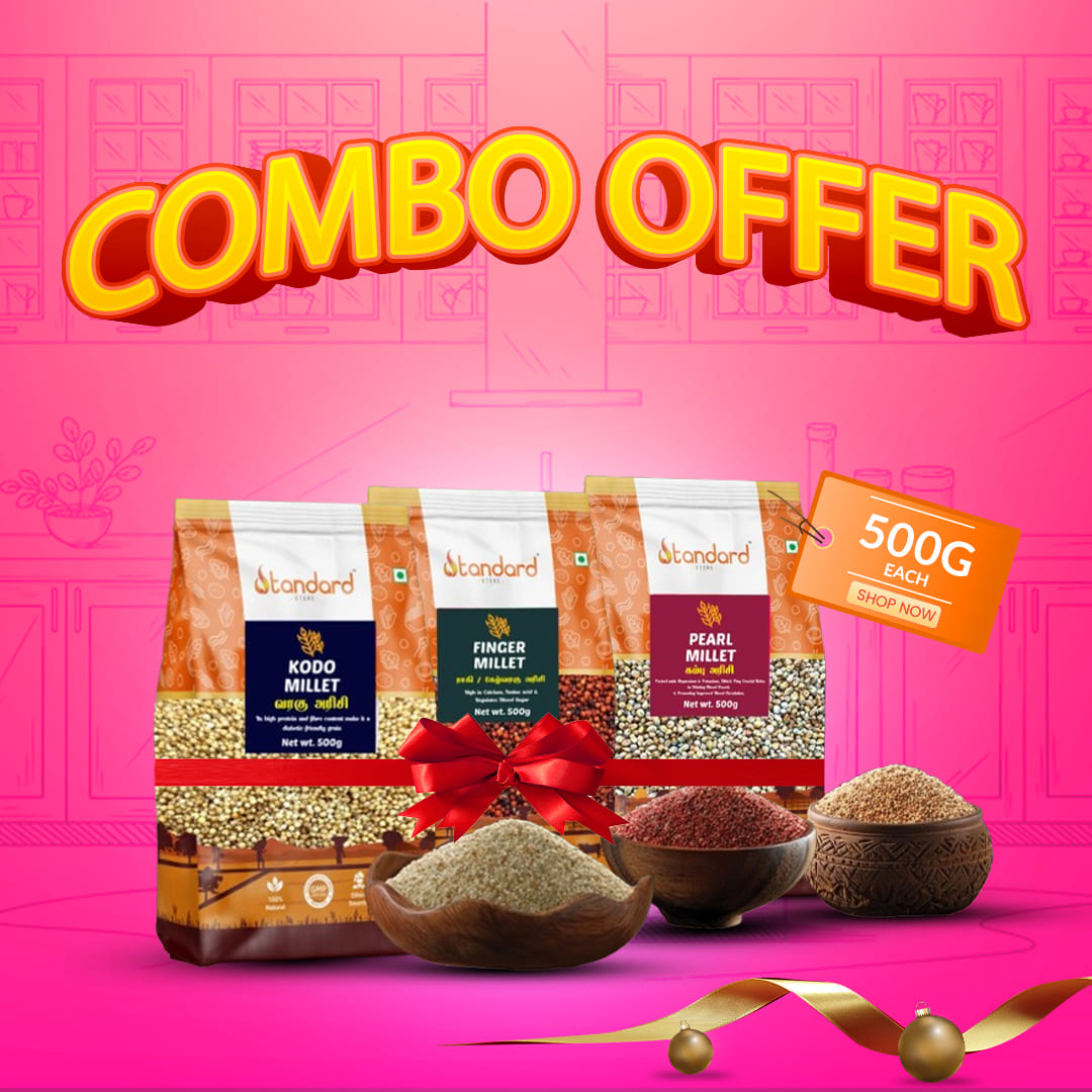 Diabetic-Friendly Millet Combo: Pearl Millet, Finger Millet & Kodo ...