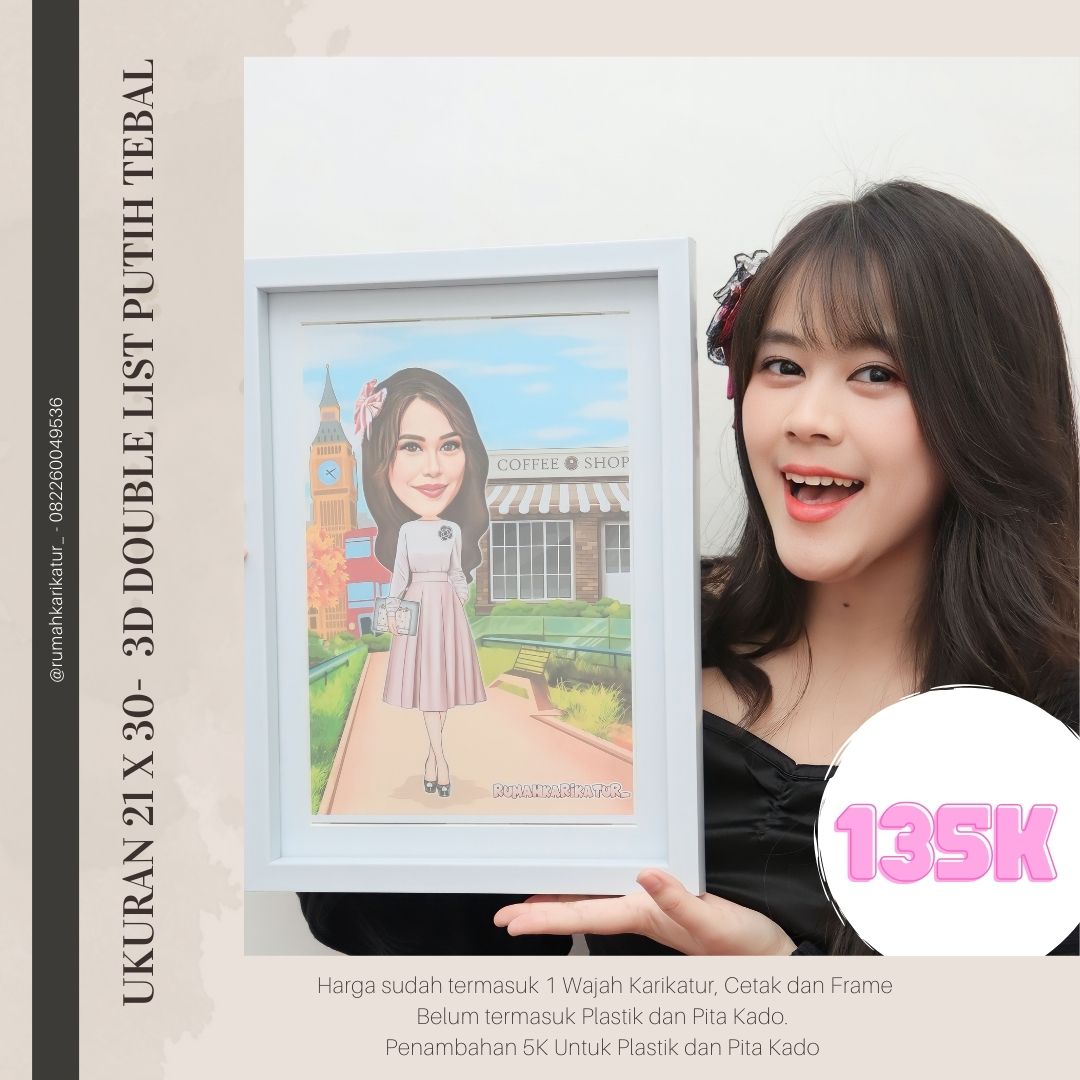 Paket 1 Wajah & Bingkai A4 Type 3D [ Double List Tebal - Kaca Bawah ...