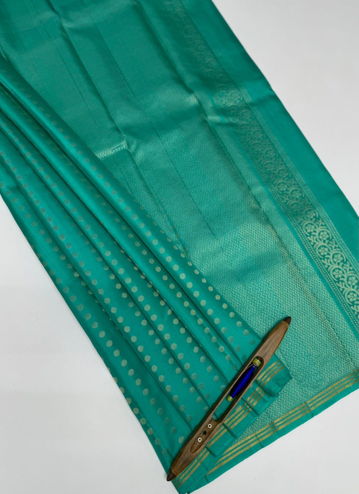 VSTP136 - turquoise blue color body,pallu,blouse - Pure silk saree - Varnaa