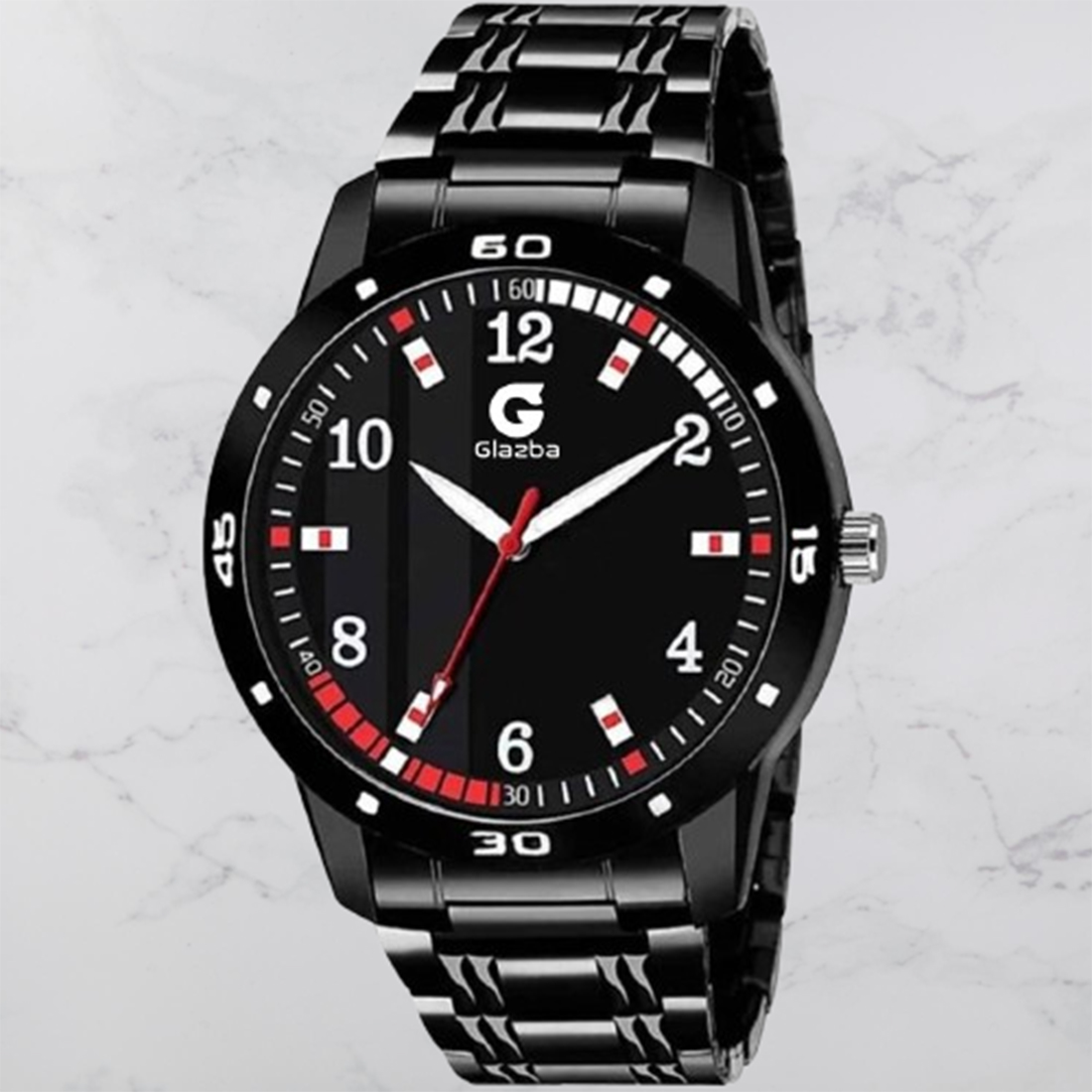 Chrono Display Black Dial & Steel Chain Men's Watch