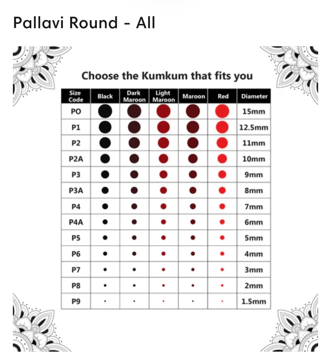 Eyetex Pallavi Round Red Bindis - Choose Size