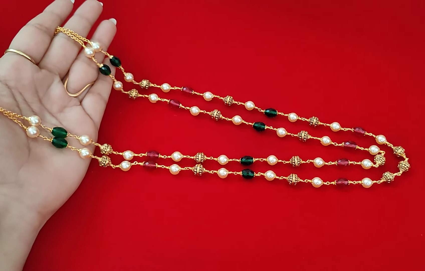 Multi color 2 lines neck set - CHARANI EXCLUSIVE