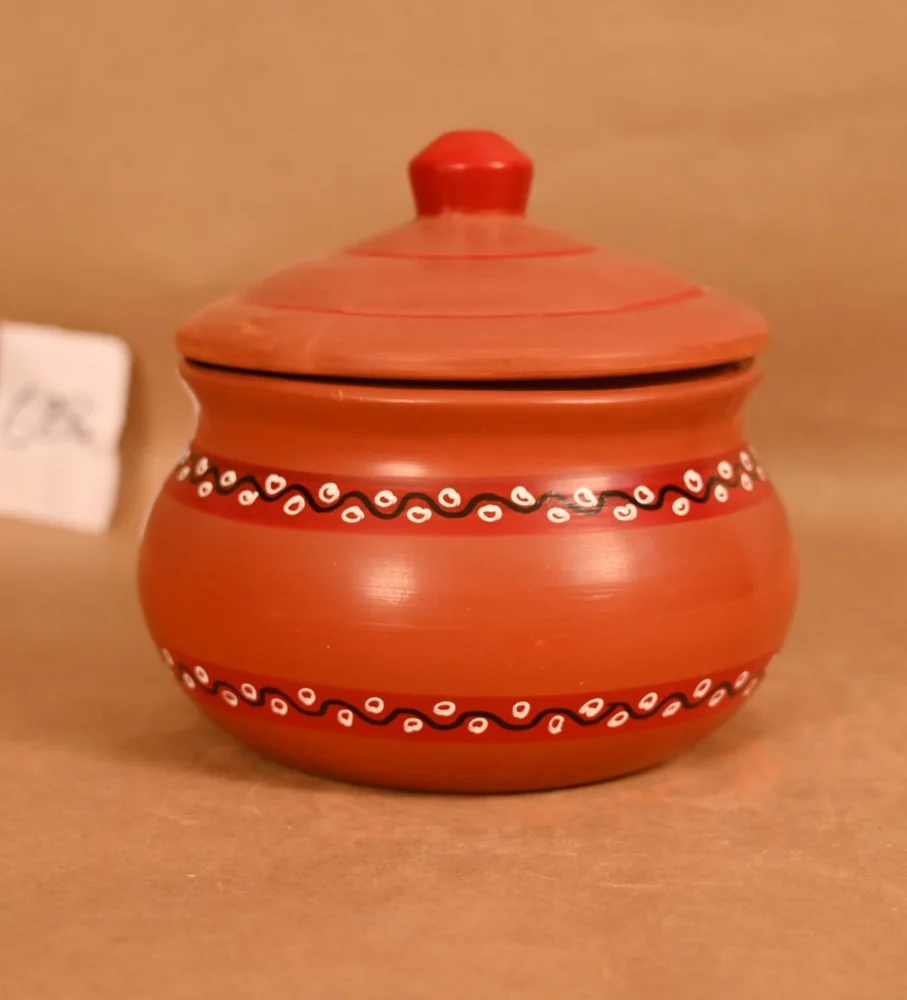 Curd Pot Red Line 1.5ltr - HeartFul Craft