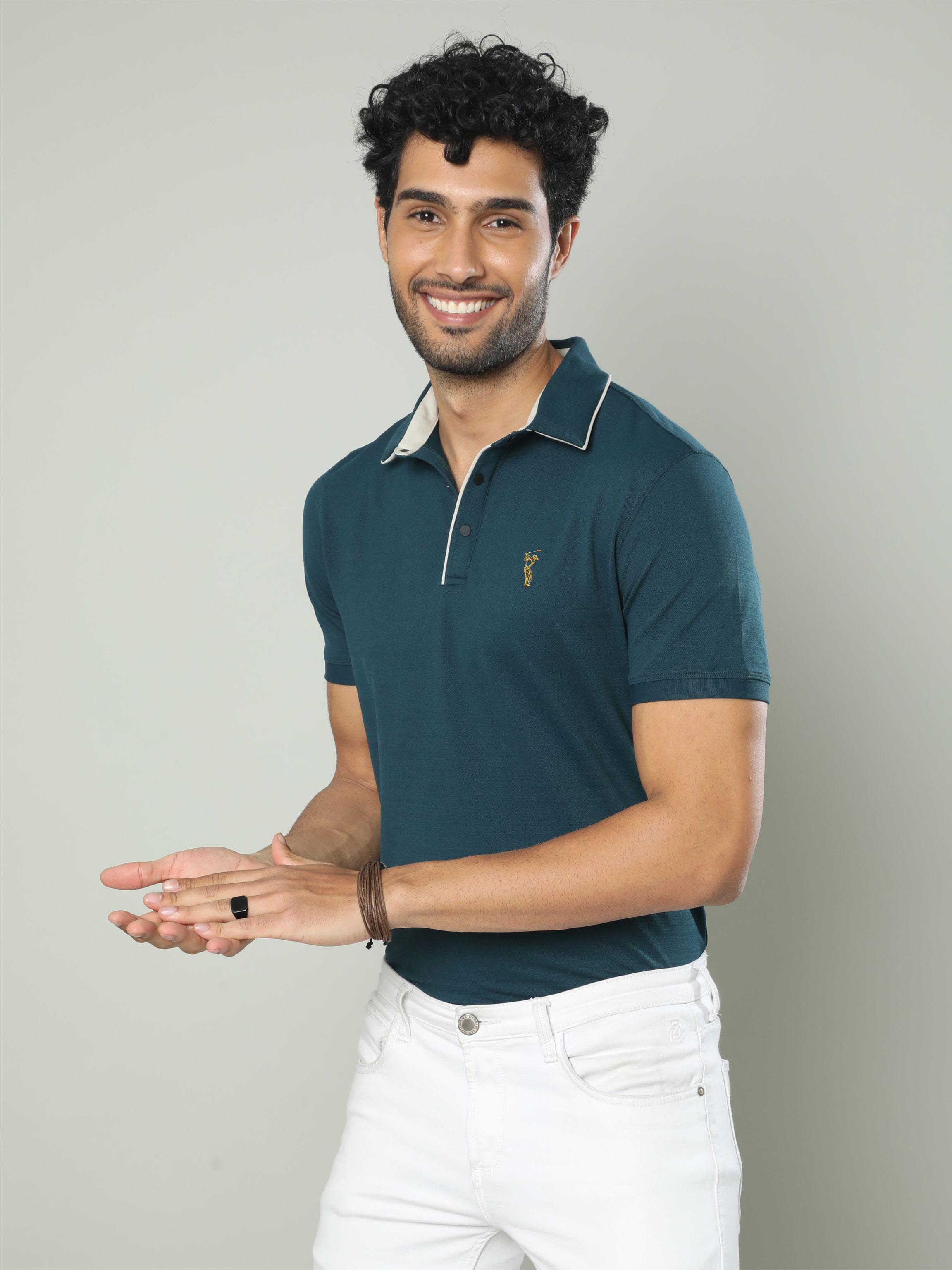Teal Blue Premium Polo T-Shirt - Pique Crush