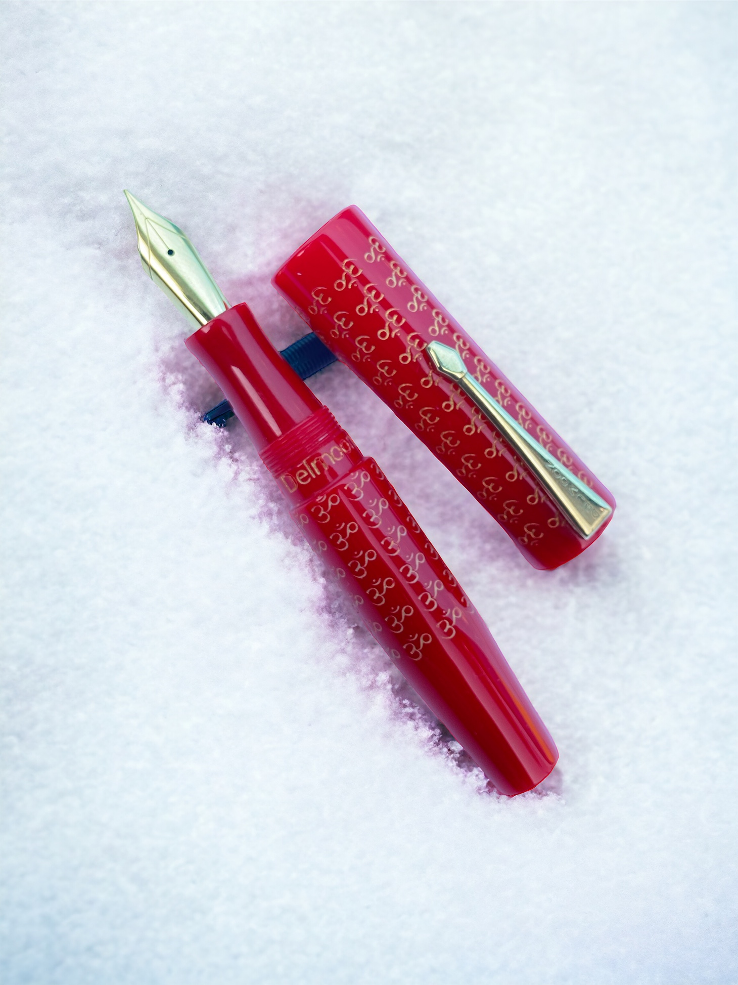 Delmoon pocket mini divine om red fountain pen - Delmoon handmade pen