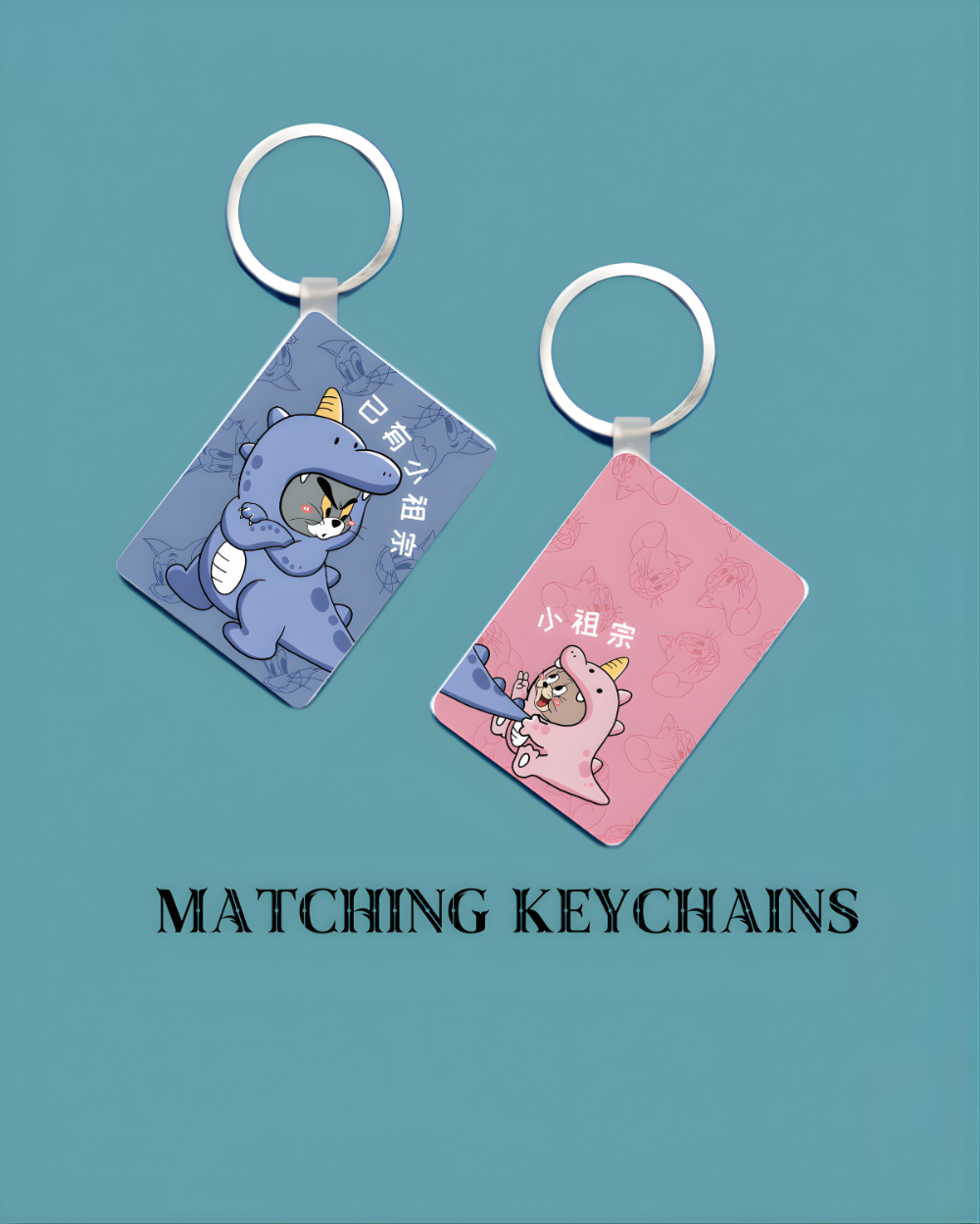 TOM AND JERRY MATCHING KEYCHAIN (Pack of 2) FOR KEYCHAIN, BIKE, SCOOTY ...