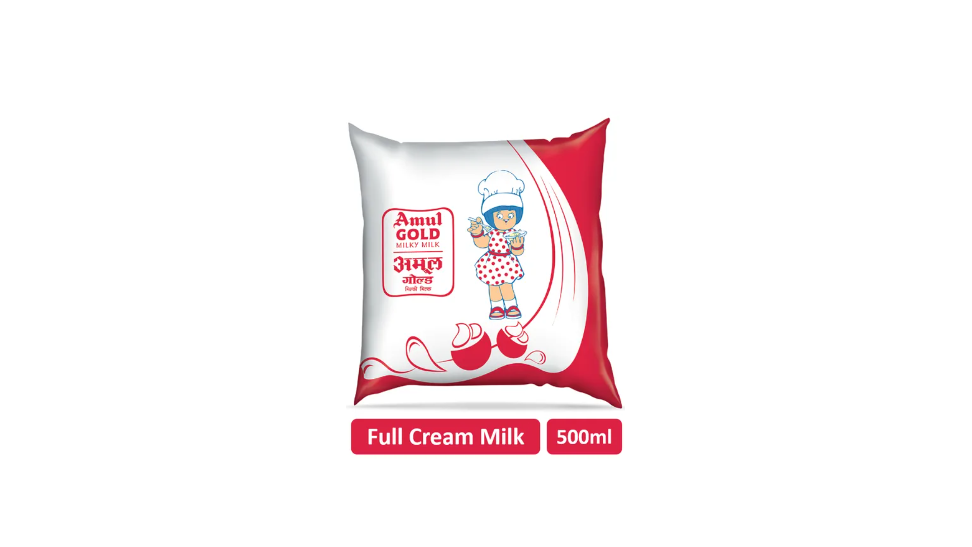 Amul Gold Full Cream Fresh Milk (Pouch) 500ml - Ghar Jaisi Baat