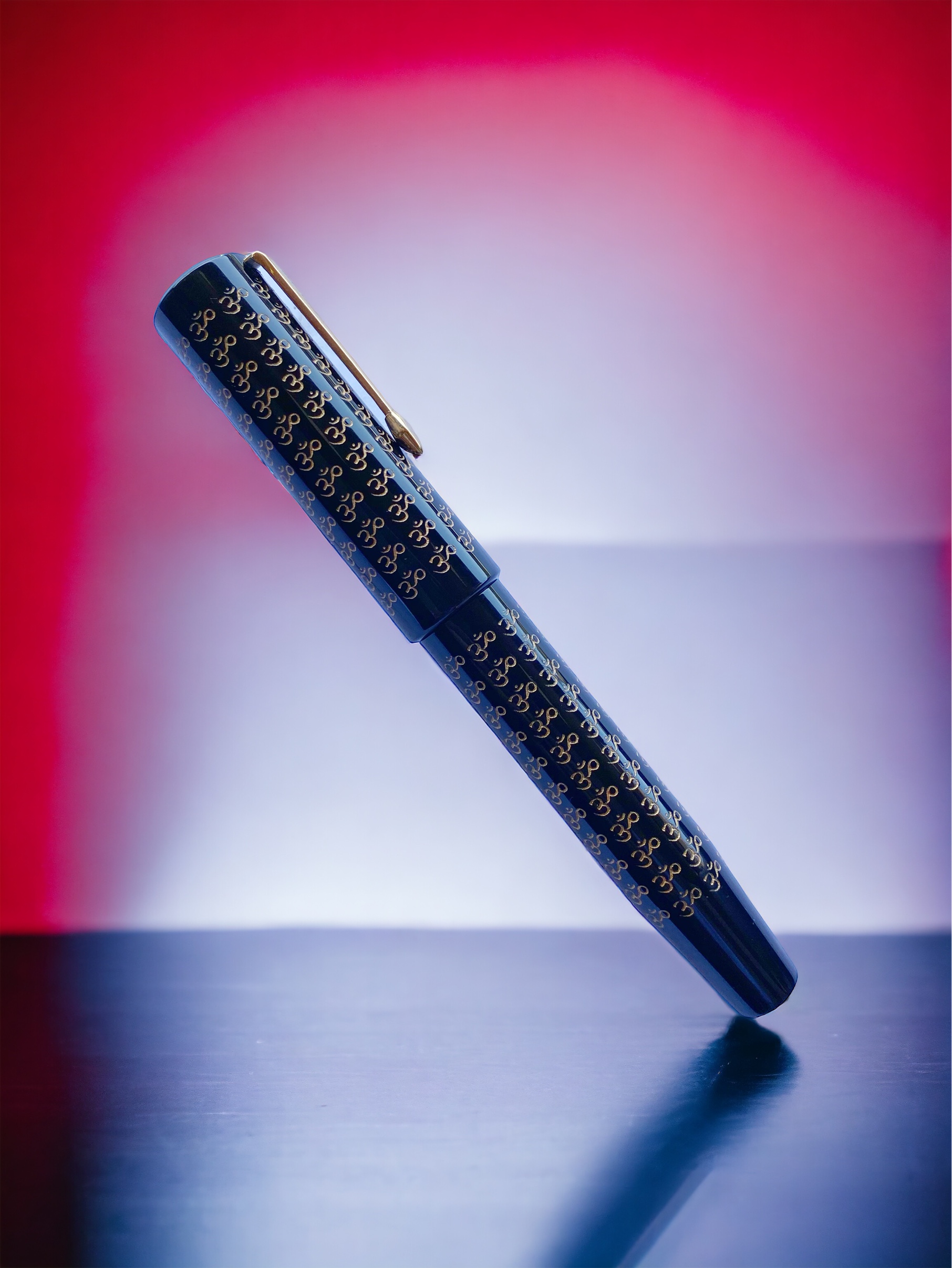 Delmoon imperial divine Om black fountain pen - Delmoon handmade pen