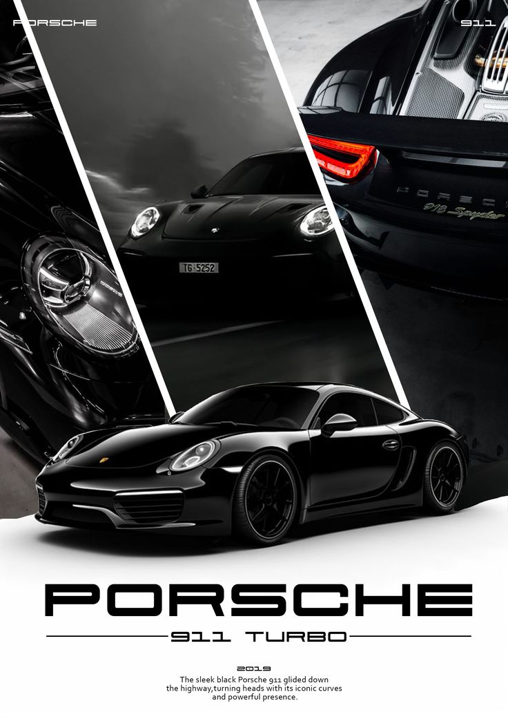 Luxury Car Poster | Porsche 911 Turbo Blackout Aesthetic Print - Vistiq.in