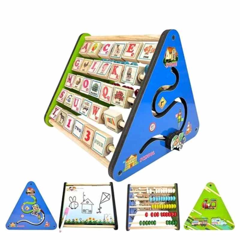 BuGBee Montessori 5-in-1 Wooden Activity Triangle for Kids STEM Toys ...
