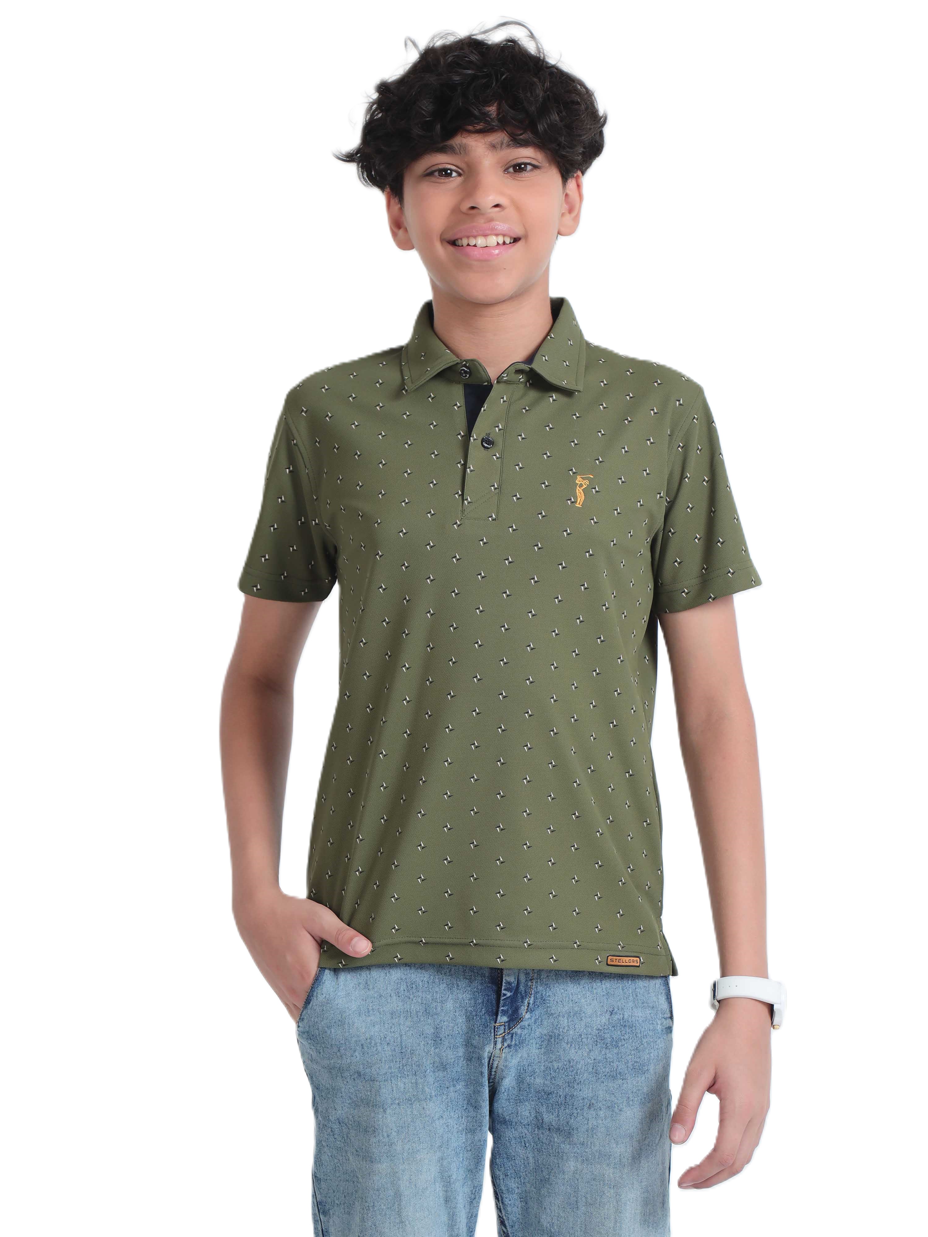 Olive Green Rolex Printed Polo T-Shirts | Shop Now