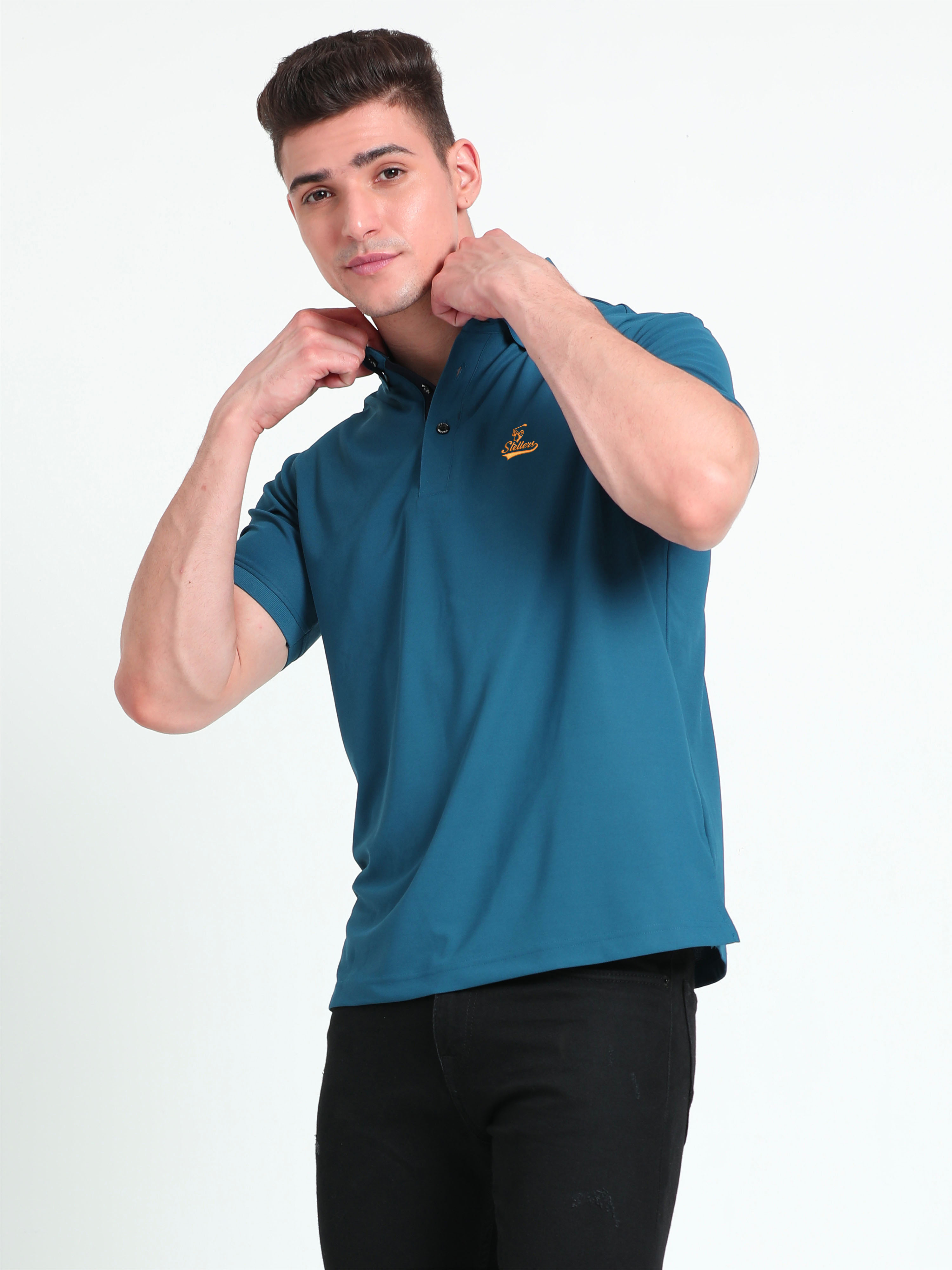 Teal Blue Signature Golf Polo T-Shirt - Stellers