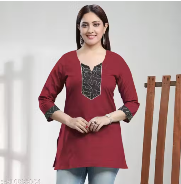 Women's (Girls) Cotton Floral Short Kurti Kurta Short Top ...
