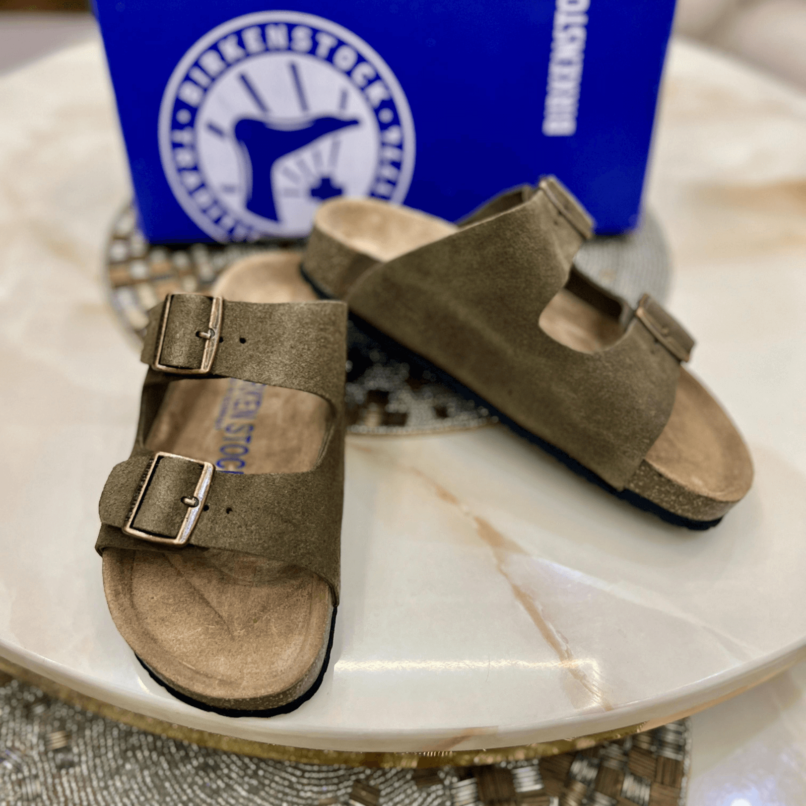 Shop Men's Olive Birkenstock Arizona First Copy Sandals