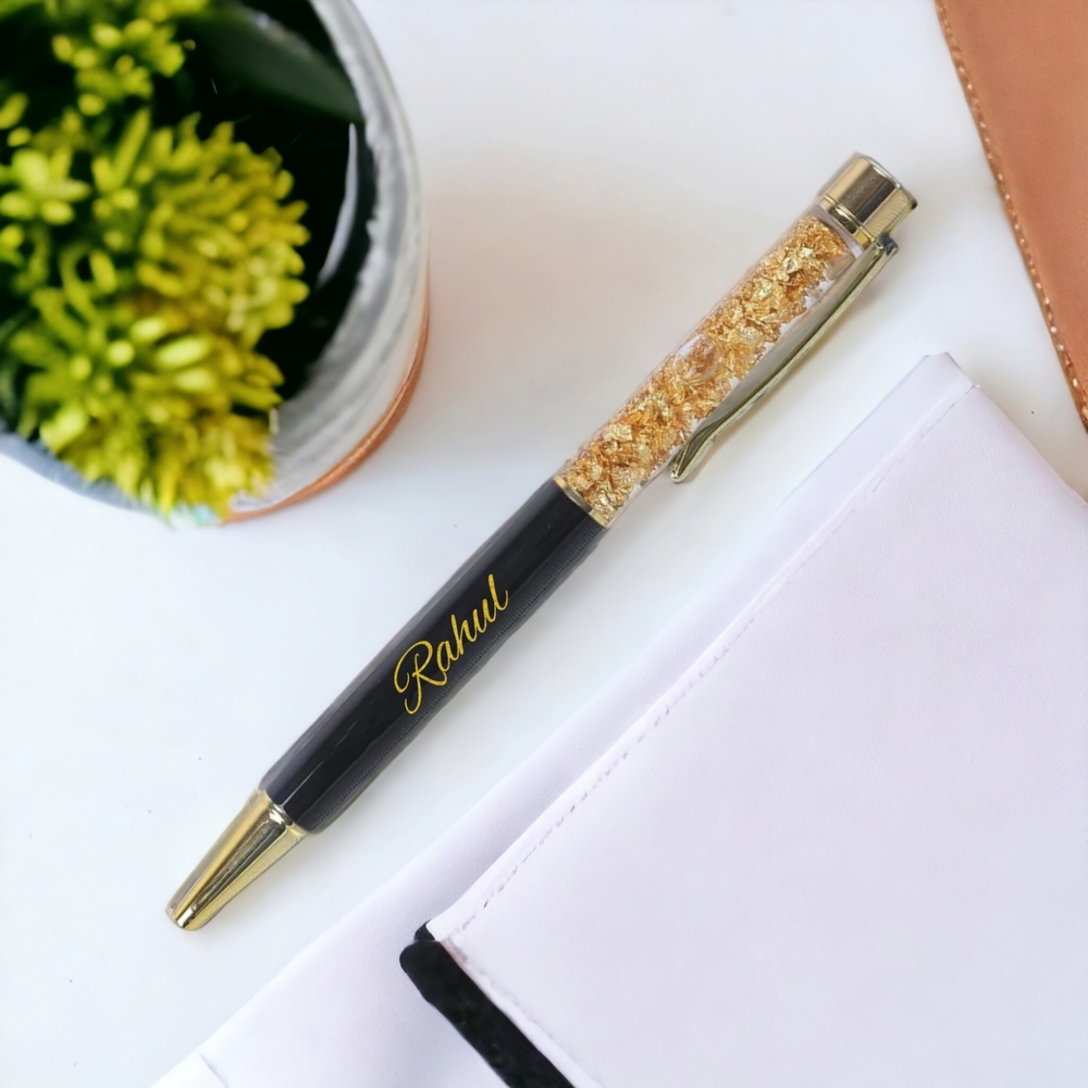 Personalized Gold Flake Pen - Lime Gifts
