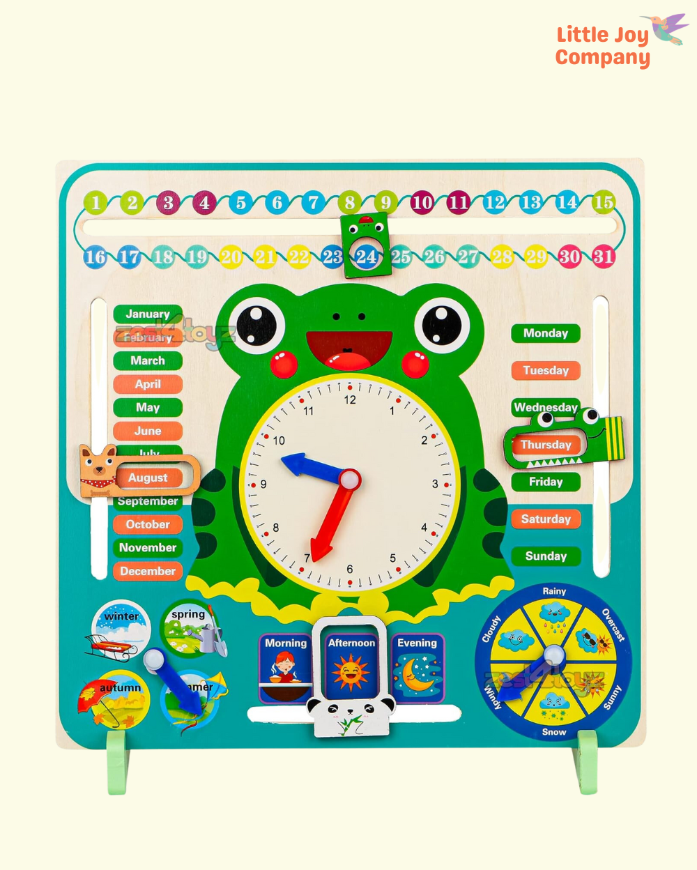 Wooden Learning Calendar Clock Toys Kids Multifunctional 3 in 1 Shapes ...