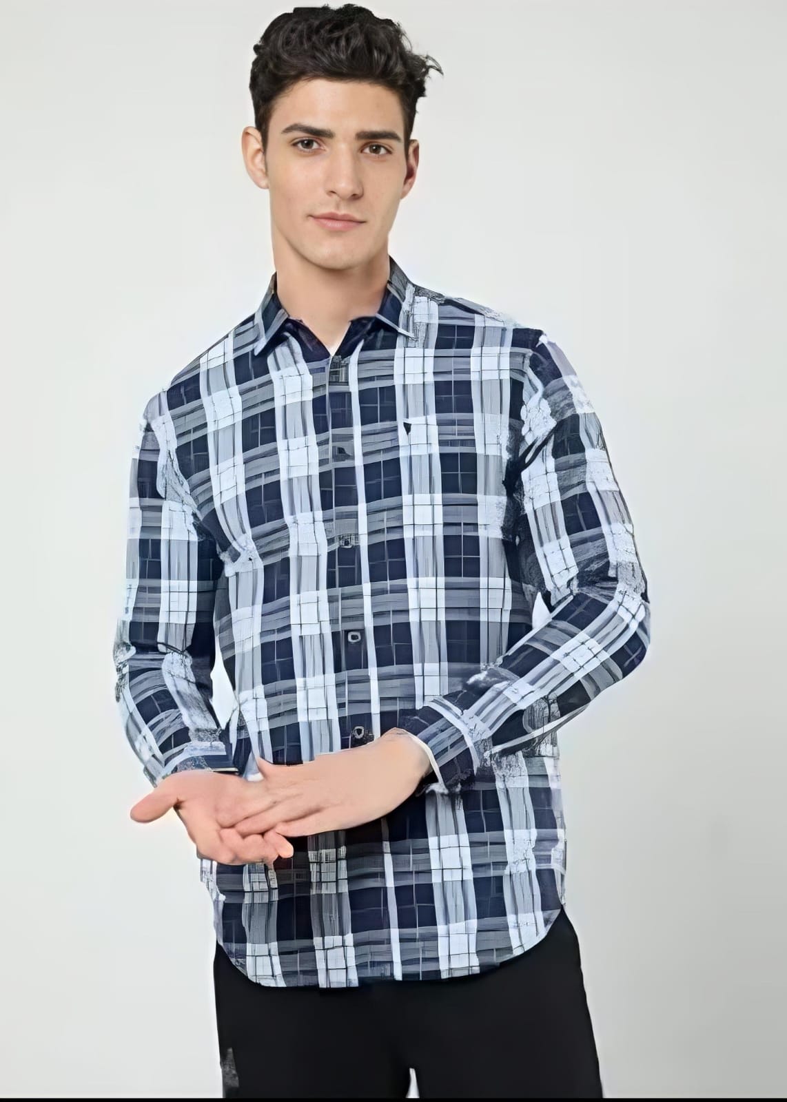 Check Grey Shirt 👕 Full Sleeve Casual Shirts - PARADISE HUB