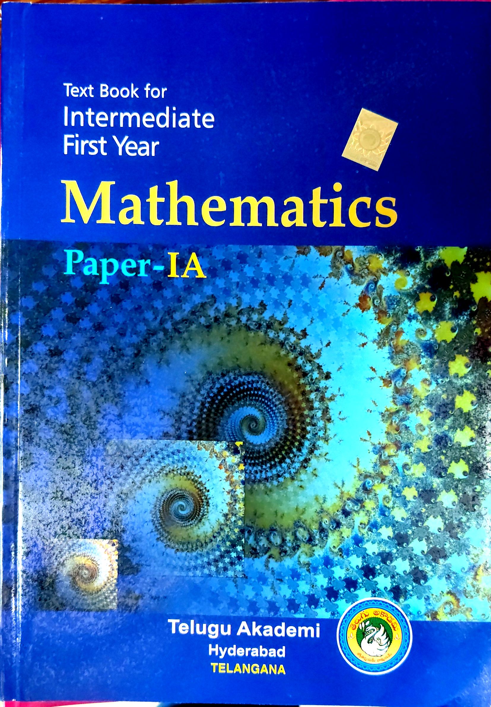 Text book for intermediate 1st year Mathematics PAPER-1A by Telangana ...