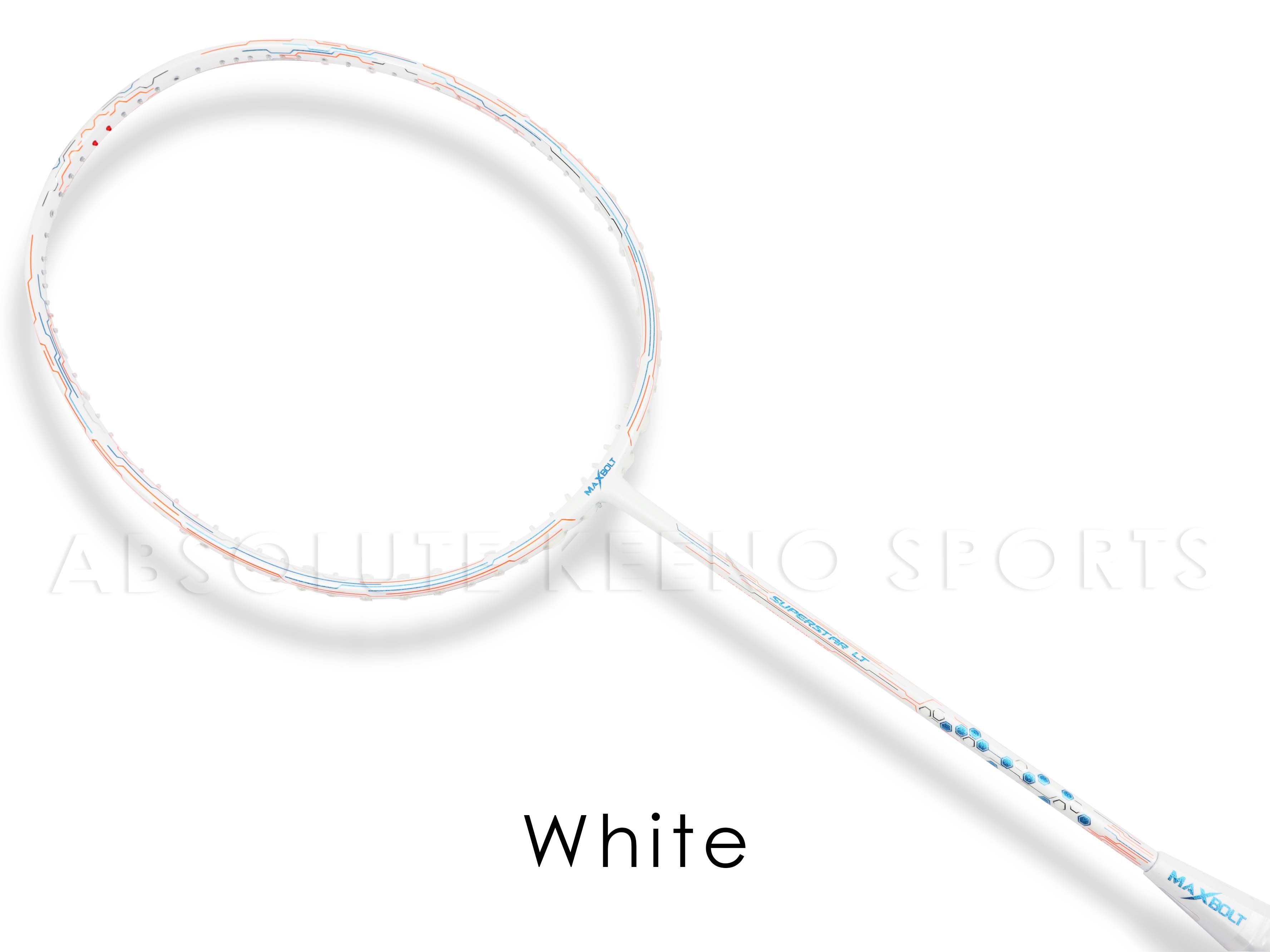 Maxbolt Superstar LT Badminton Racquet (White) - Warrior Sports (India)