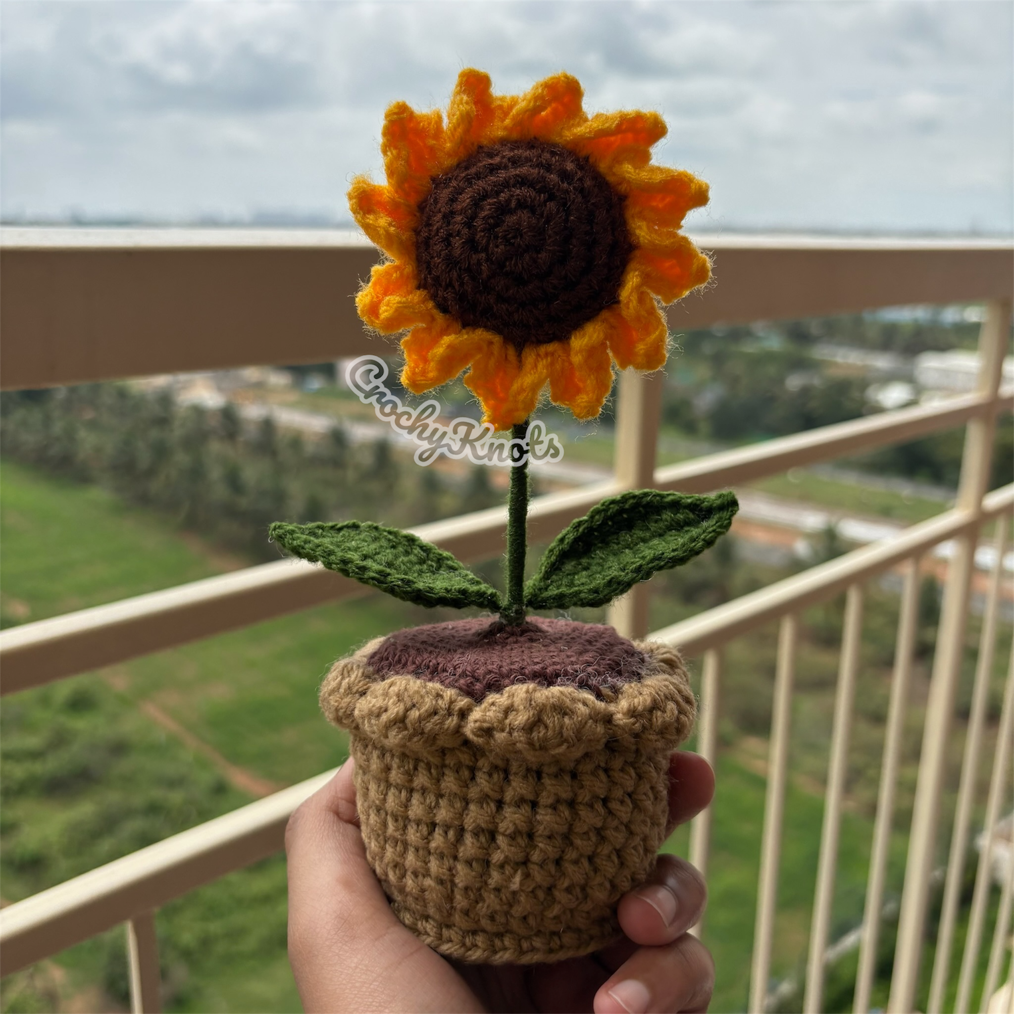Sunny Potted Bloom | Sunflower Pot - CrochyKnots