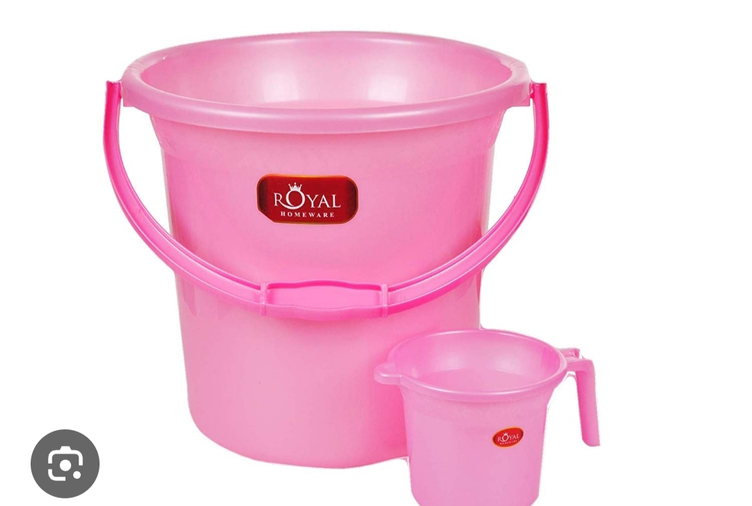 Bathroom bucket with mug pink 18L - Ara shopping