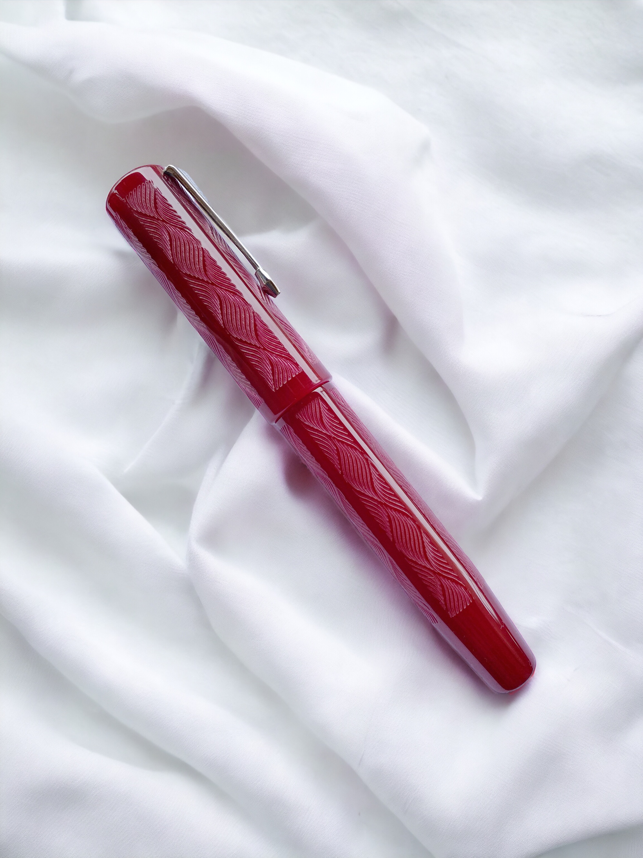Delmoon imperial art craft maroon fountain pen - Delmoon handmade pen