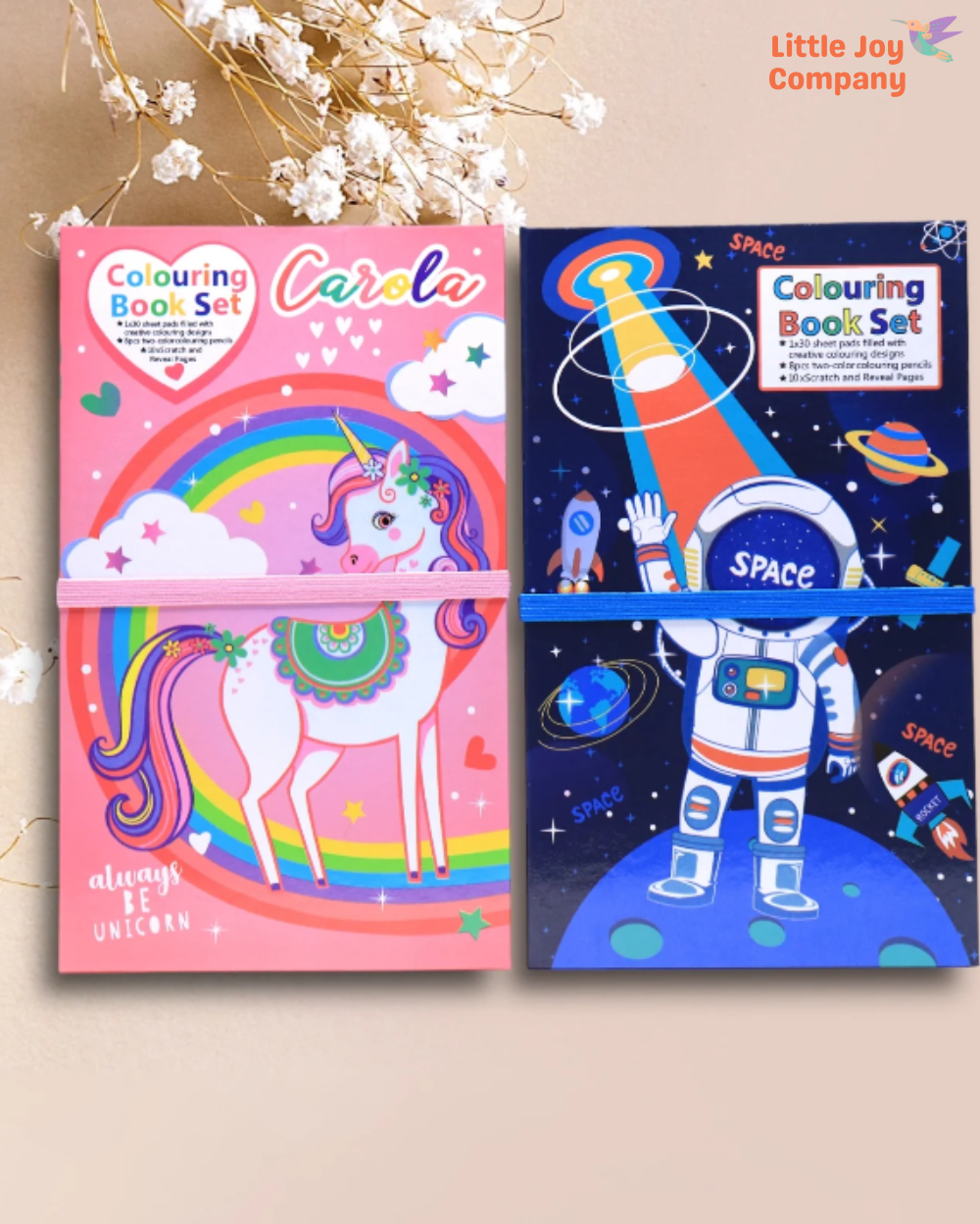 UNICORN/SPACE THEMED COLOURING BOOK SET - Little Joy Company