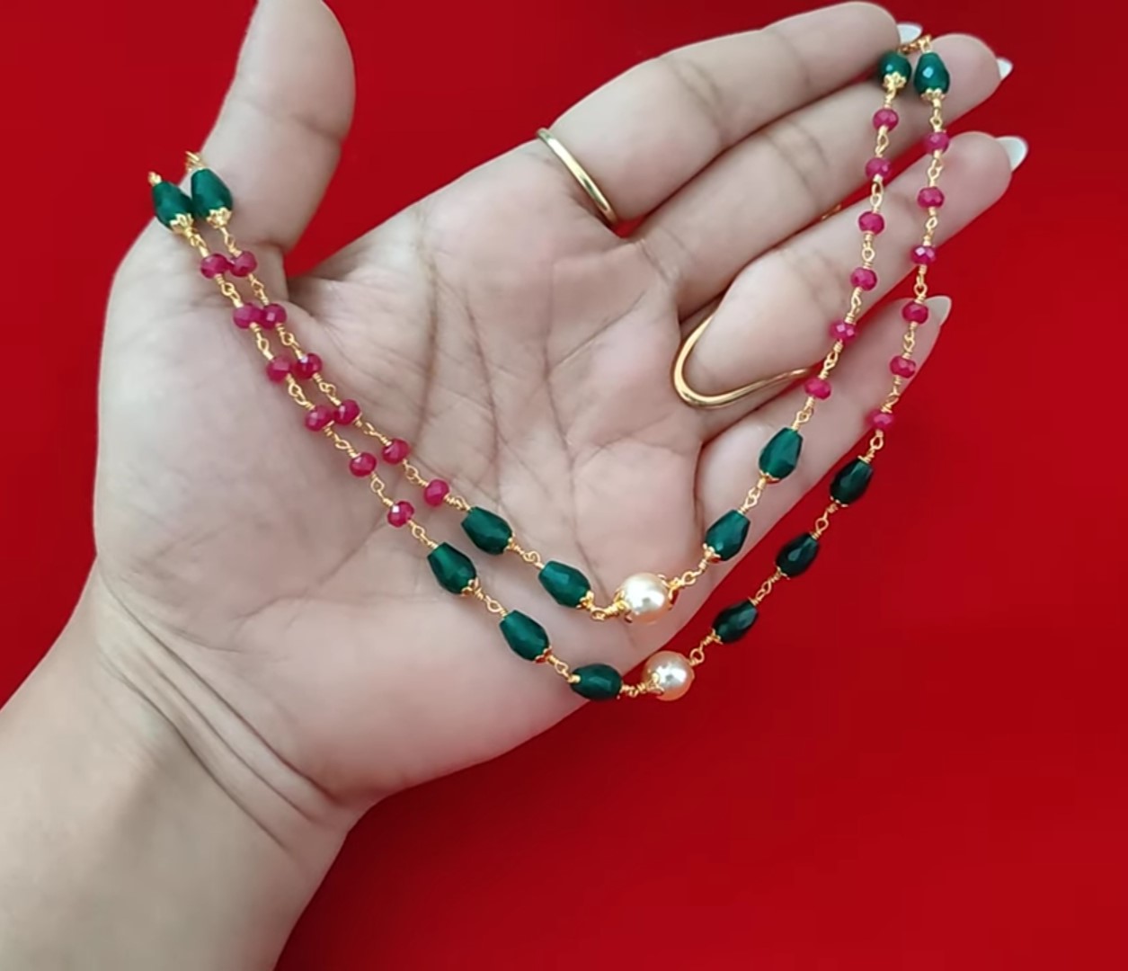 Real Ruby beads mala - CHARANI EXCLUSIVE