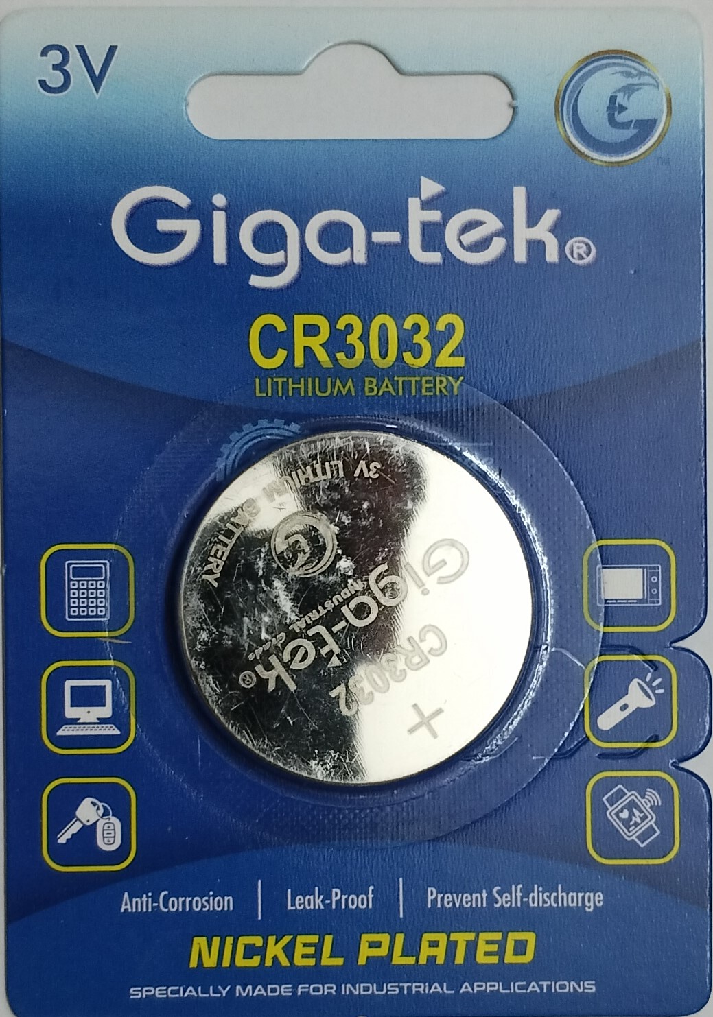 Giga-tek 3V Nickel Plated CR3032 - High Quality Battery