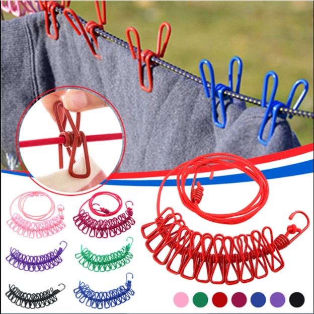 180 cm Portable Clothing Clothesline with 12 Clips, Weight:0.25 ...
