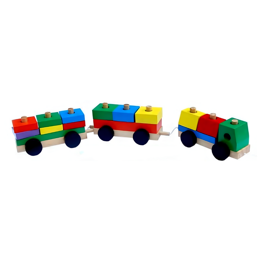 Wooden Block Train Trapezium - Chotan.in (A Product of KickMark India)