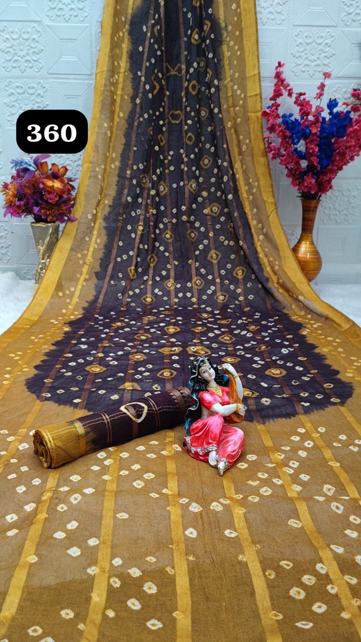 Women Bandhej Pure Cotton Saree-360 - Mahi Bandhej House