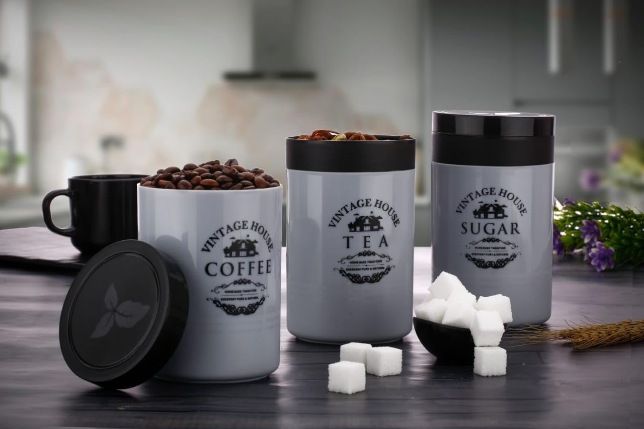 Tosaa Tea Sugar Coffee Container Set Of 3 | Kitchen Counter Top ...