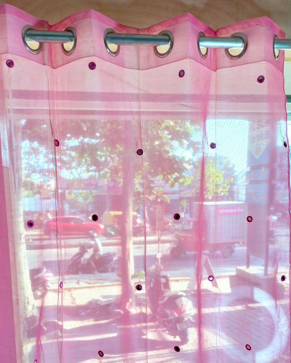 Pink Mirror Sheer Single Curtain - Sai Creations