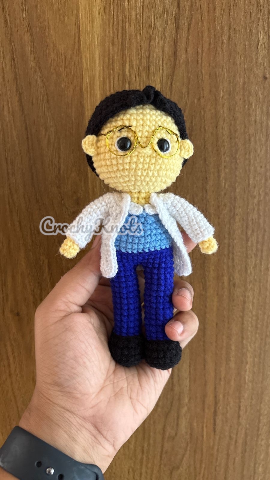 Crochet Doctor Miniature with Specs - CrochyKnots