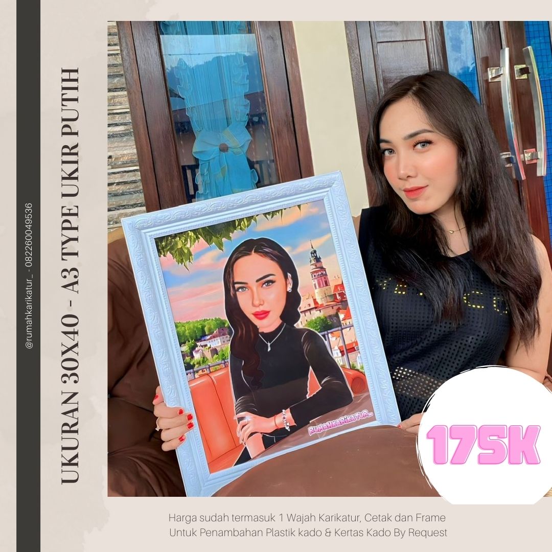Paket 1 Wajah & Bingkai A3 Type Ukir [ Tanpa Double List] - RumahKarikatur_