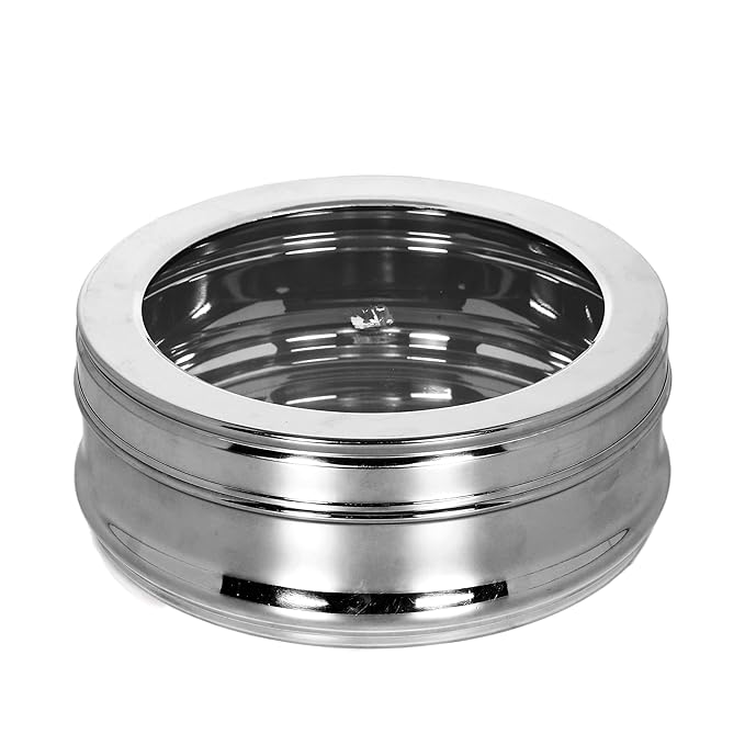 IKONE Stainless Steel Puri Dabba with Glass Lid