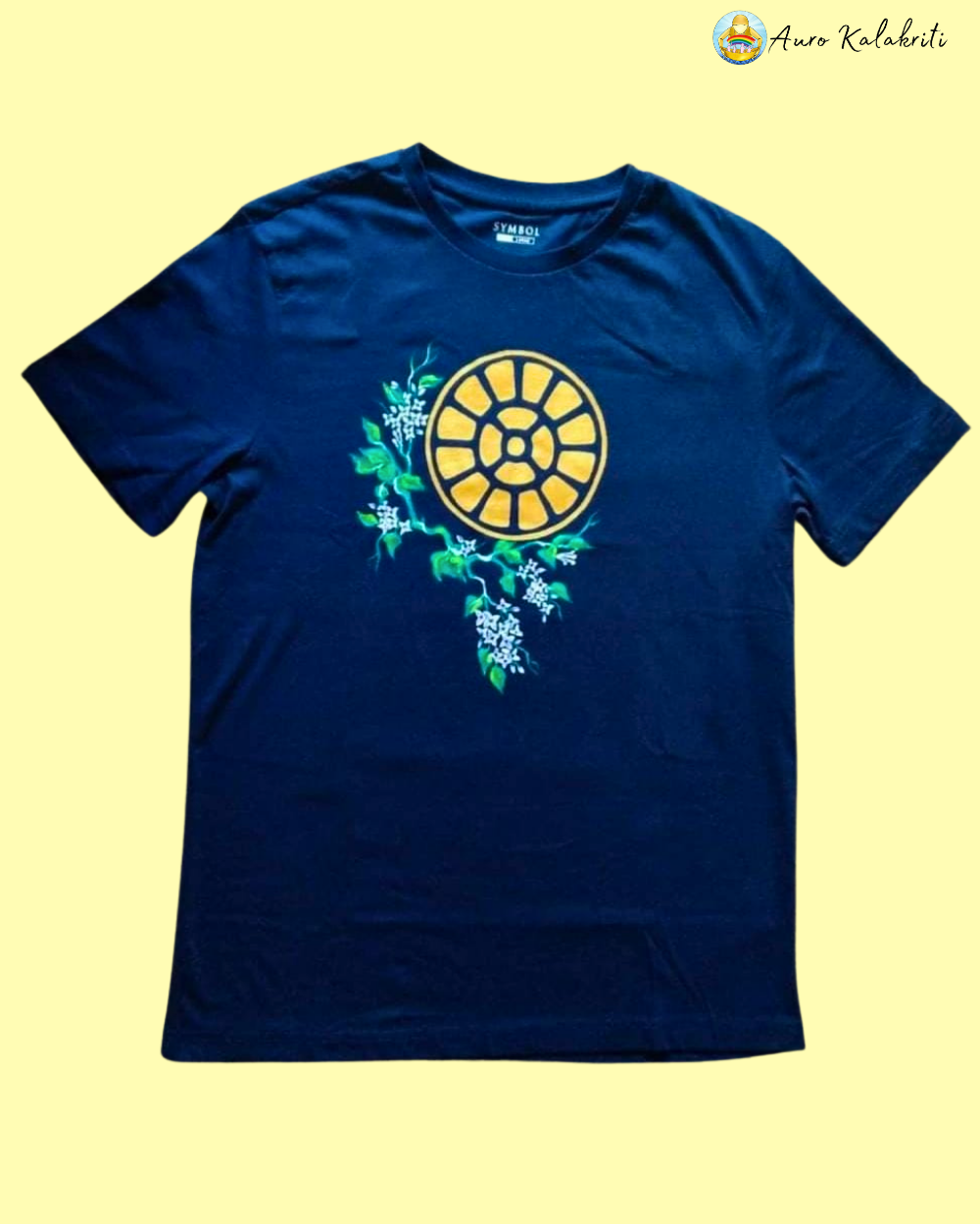 Hand-painted Round Neck T-shirt: Golden Mother’s Symbol with Flower ...