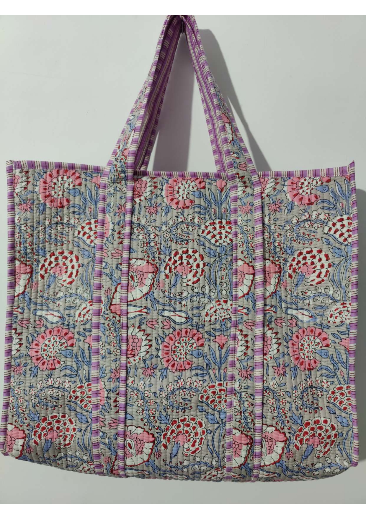 Quilted Cotton Tote Bag 18*18*6 - HeartFul Craft