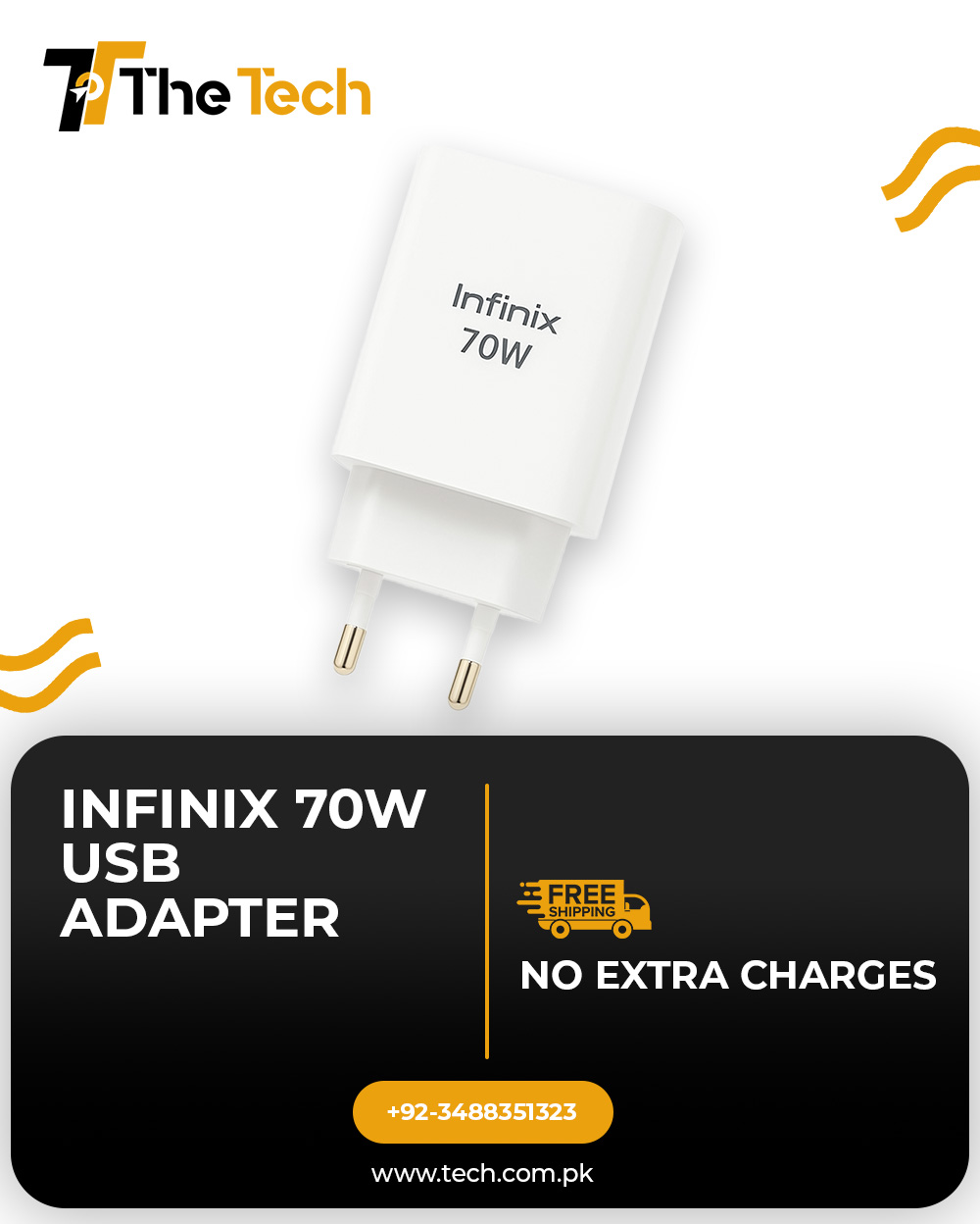 Infinix 70W USB Adapter Price in Pakistan - Buy Online at The Tech