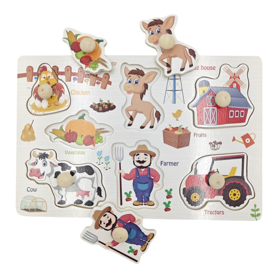 Farm animals small wooden Puzzle - Brainy Bugs