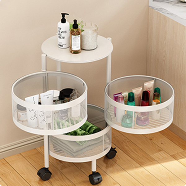 Rotating Kitchen Rack with Wheels - Circular 3-tier Iron rack - For ...
