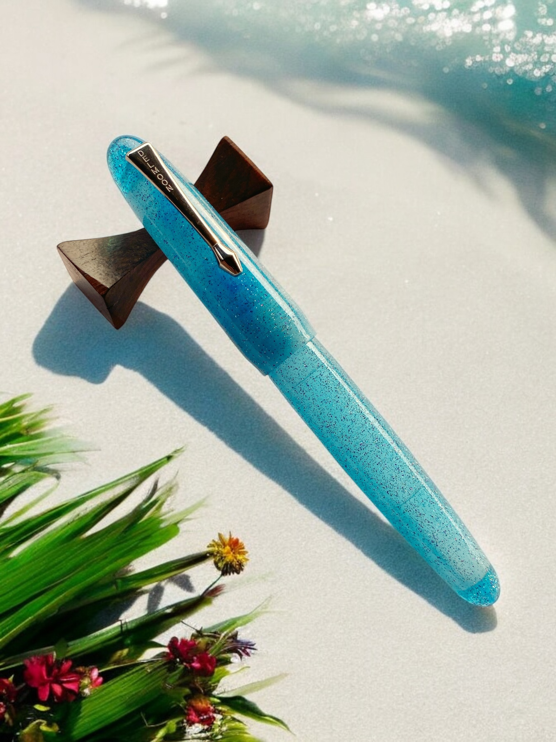 Delmoon elegance blue sparkel fountain pen - Delmoon handmade pen