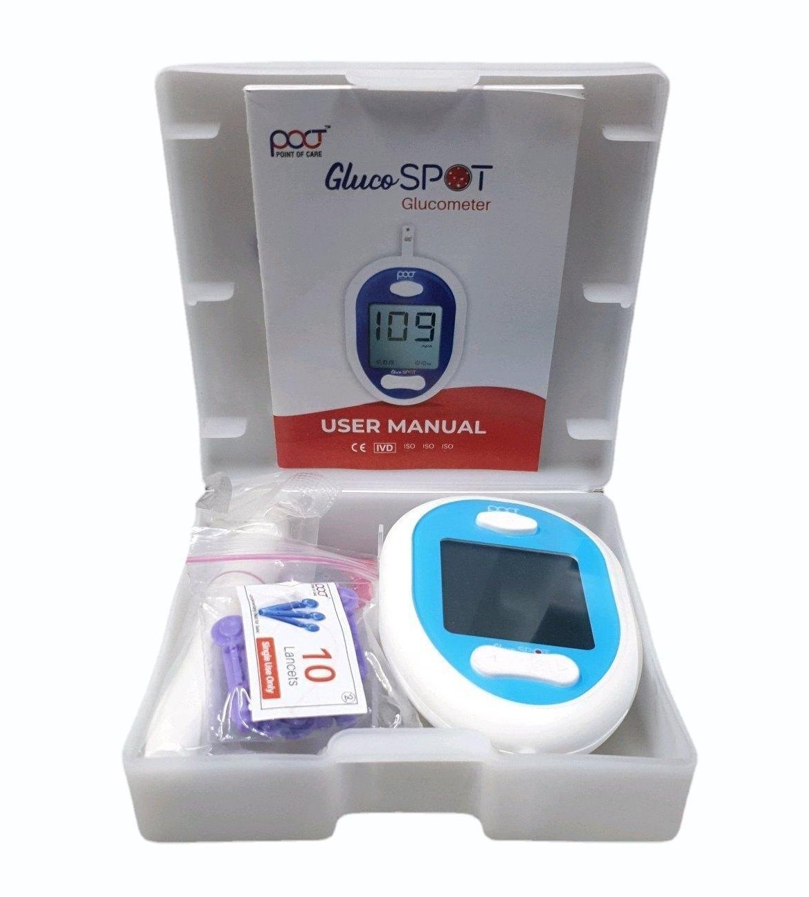 Point of Care Gluco SPOT Glucometer with 25 Test Strips {PGS-10 ...